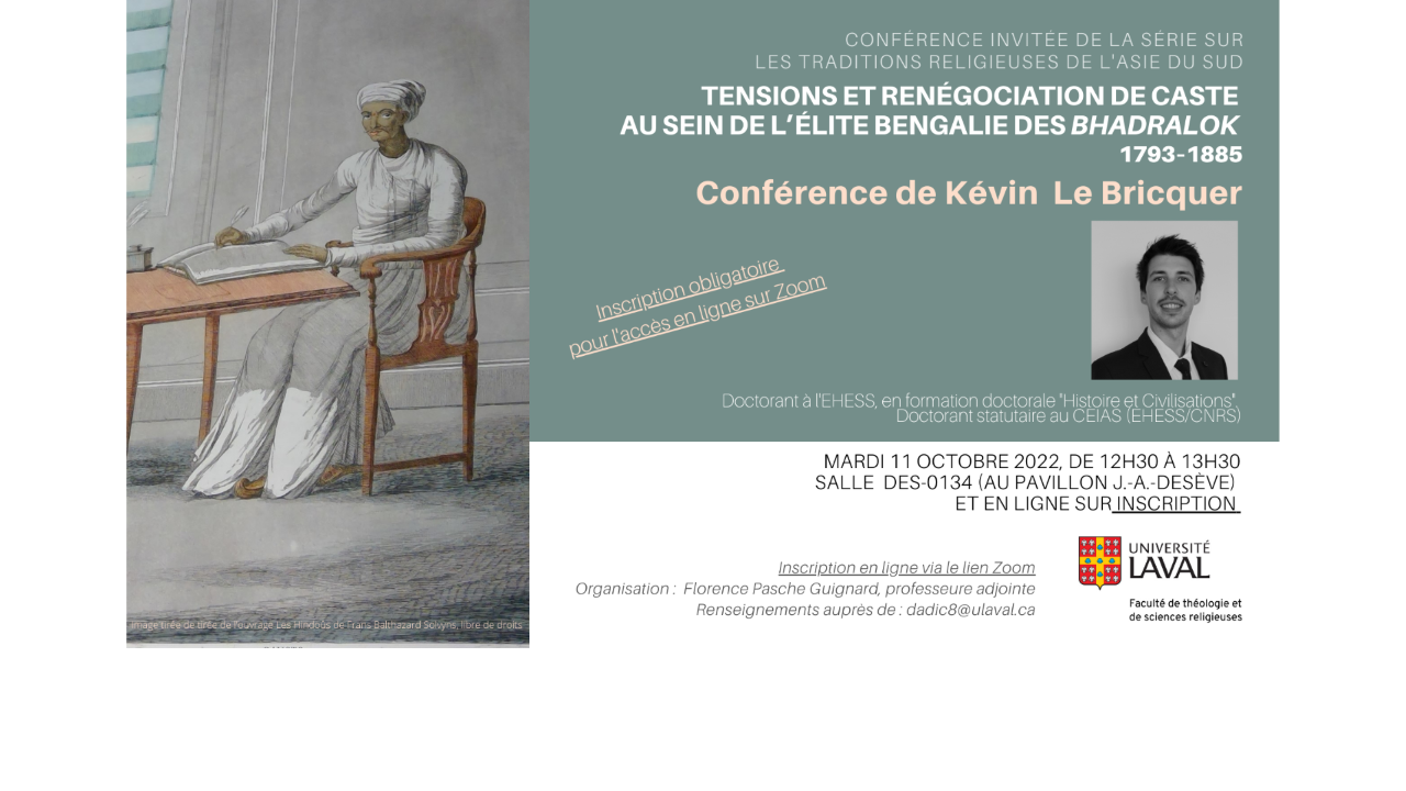 Conférence de Kévin Le Bricquer : « Tensions et renégociations de caste ...